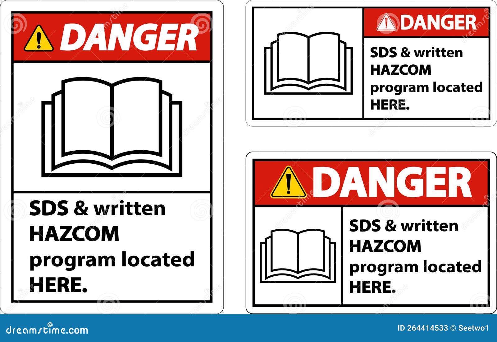 Danger SDS and HazCom Located Here Sign on White Background Stock ...