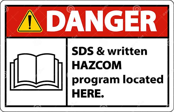 Danger SDS and HazCom Located Here Sign on White Background Stock ...