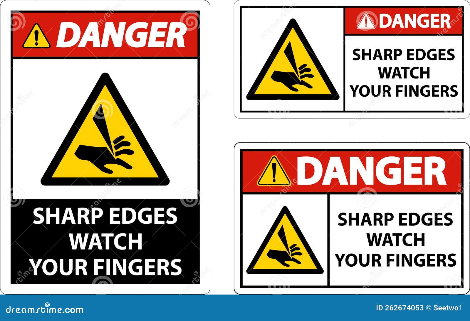 Danger Sharp Edges Watch Your Fingers on White Background Stock Vector ...