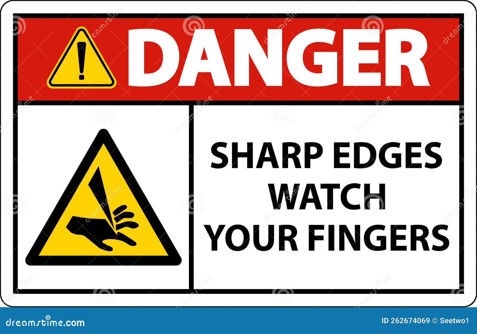 Danger Sharp Edges Watch Your Fingers on White Background Stock Vector ...