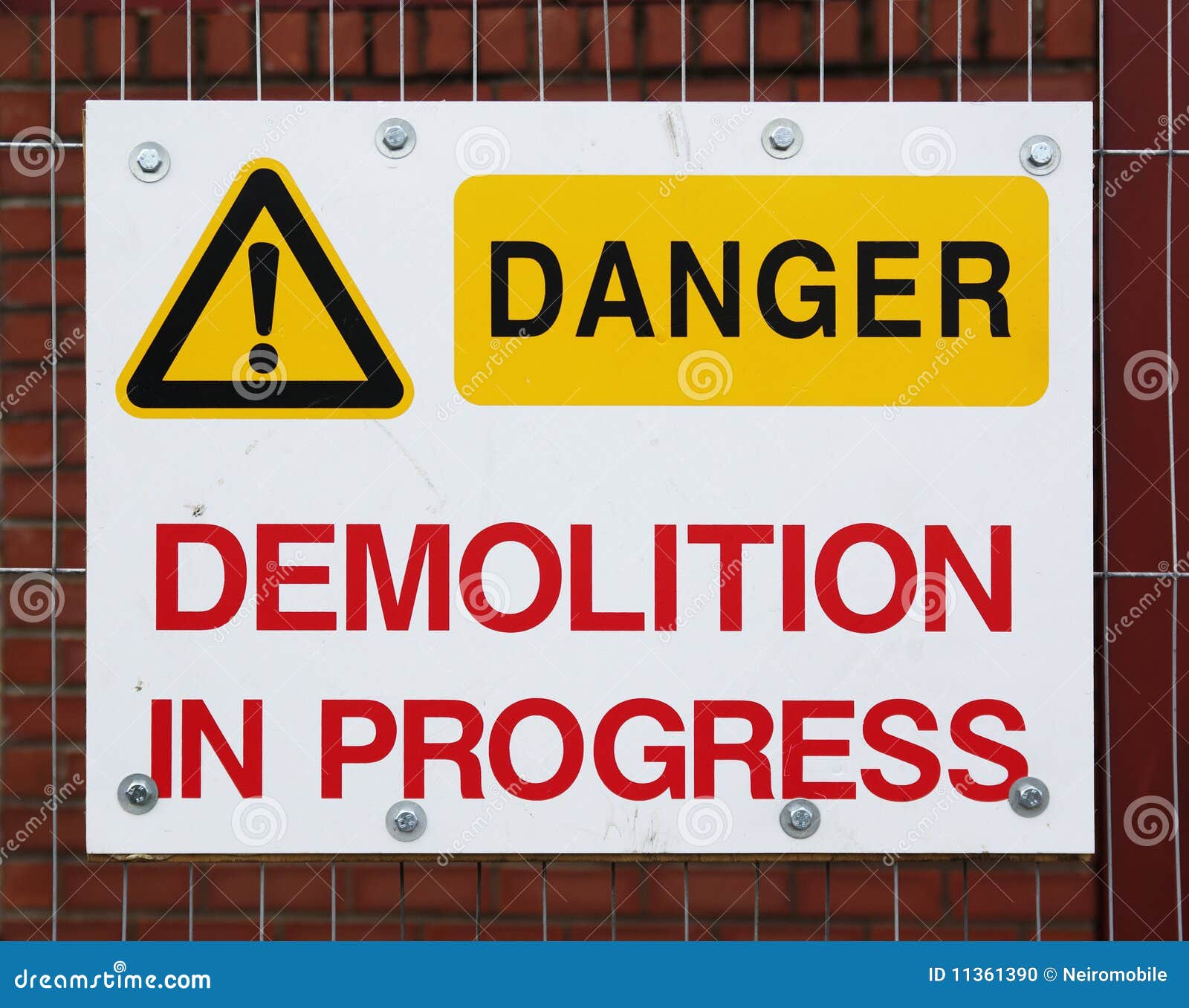 Danger sign stock photo. Image of front, demolition, industry - 11361390