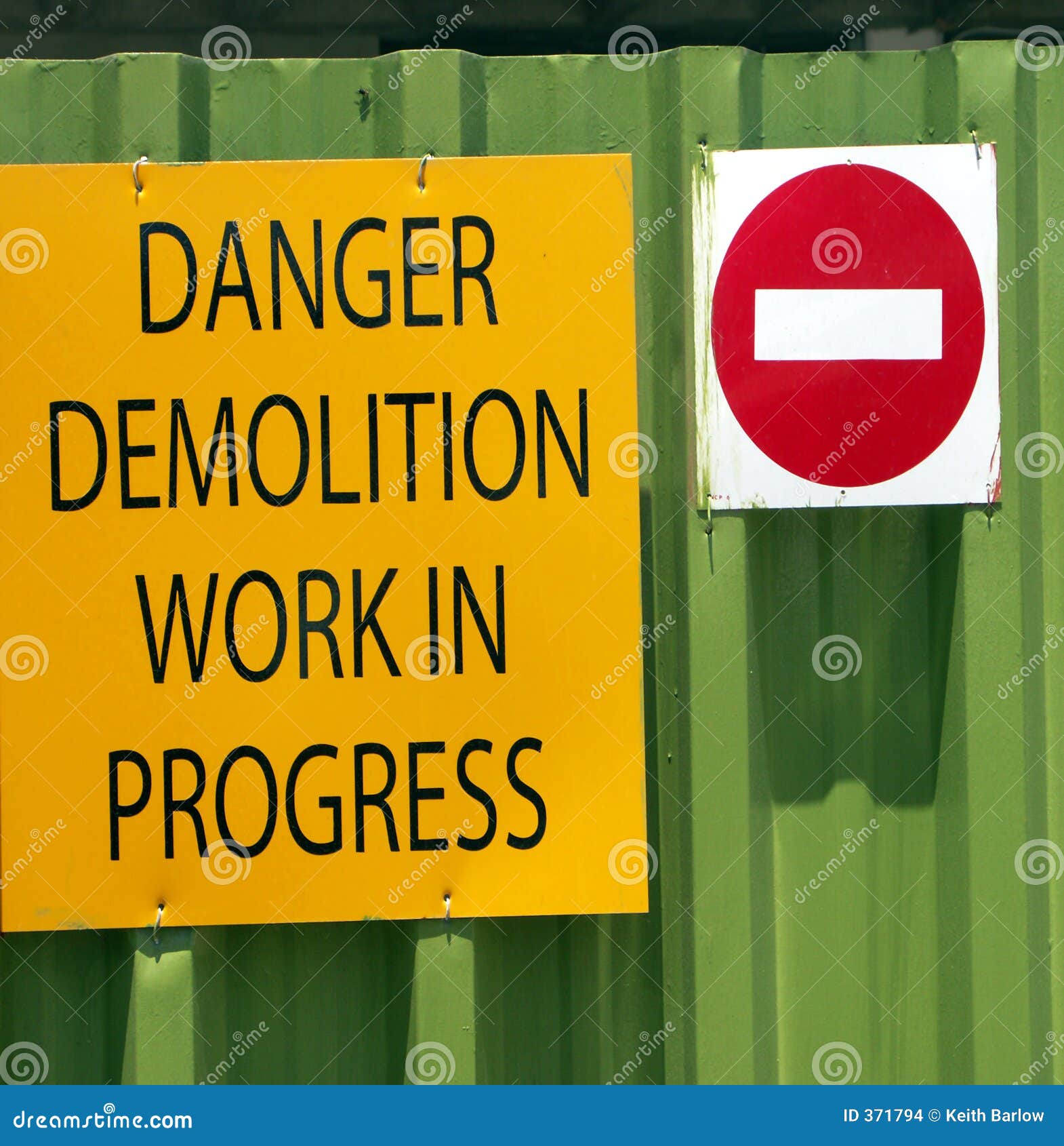 Danger, Demolition Work In Progress Sign In A Real Construction Site ...