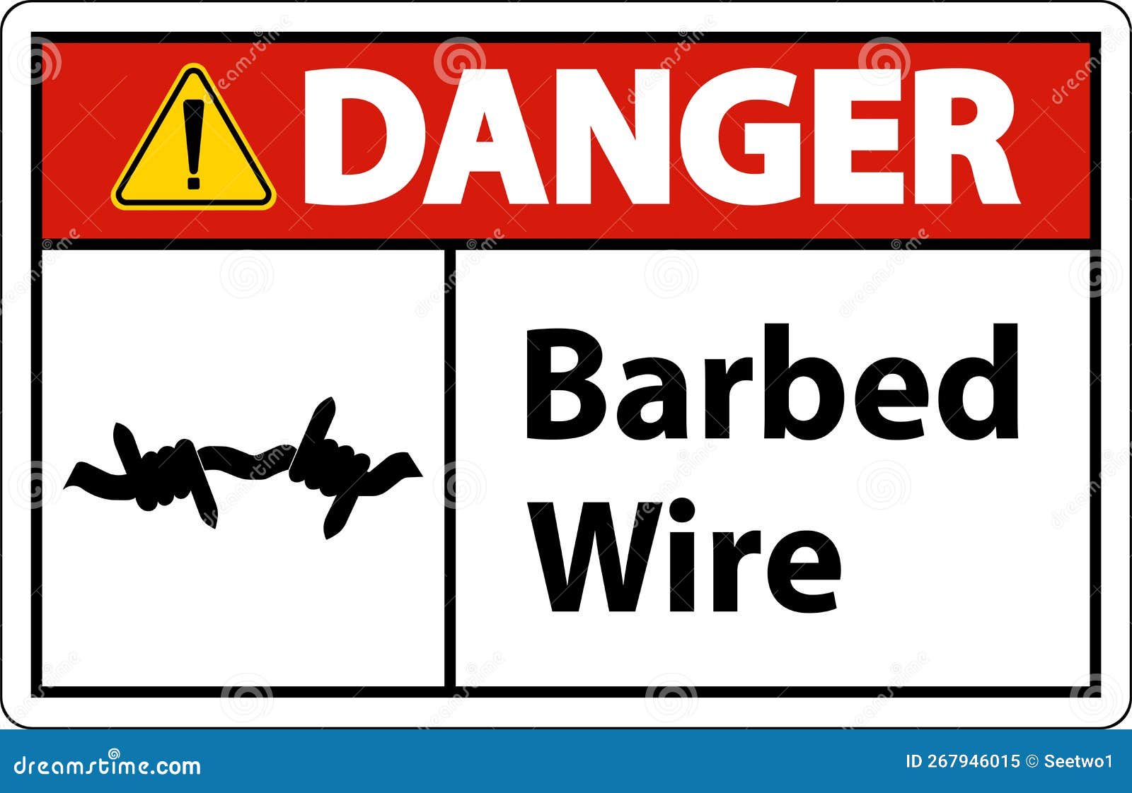 Danger Sign Barbed Wire on White Background Stock Illustration ...