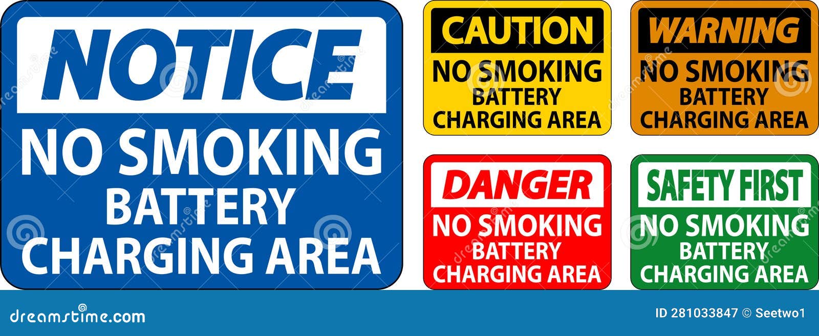 Danger Sign Battery Storage Area No Smoking Stock Vector - Illustration ...
