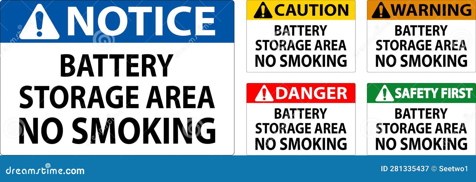 Danger Sign Battery Storage Area No Smoking Stock Vector - Illustration ...