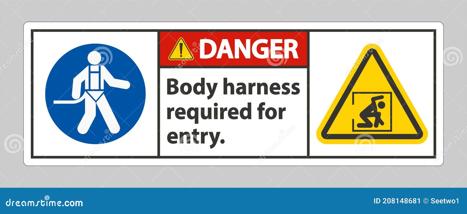 Danger Sign Body Harness Required for Entry Stock Vector - Illustration ...