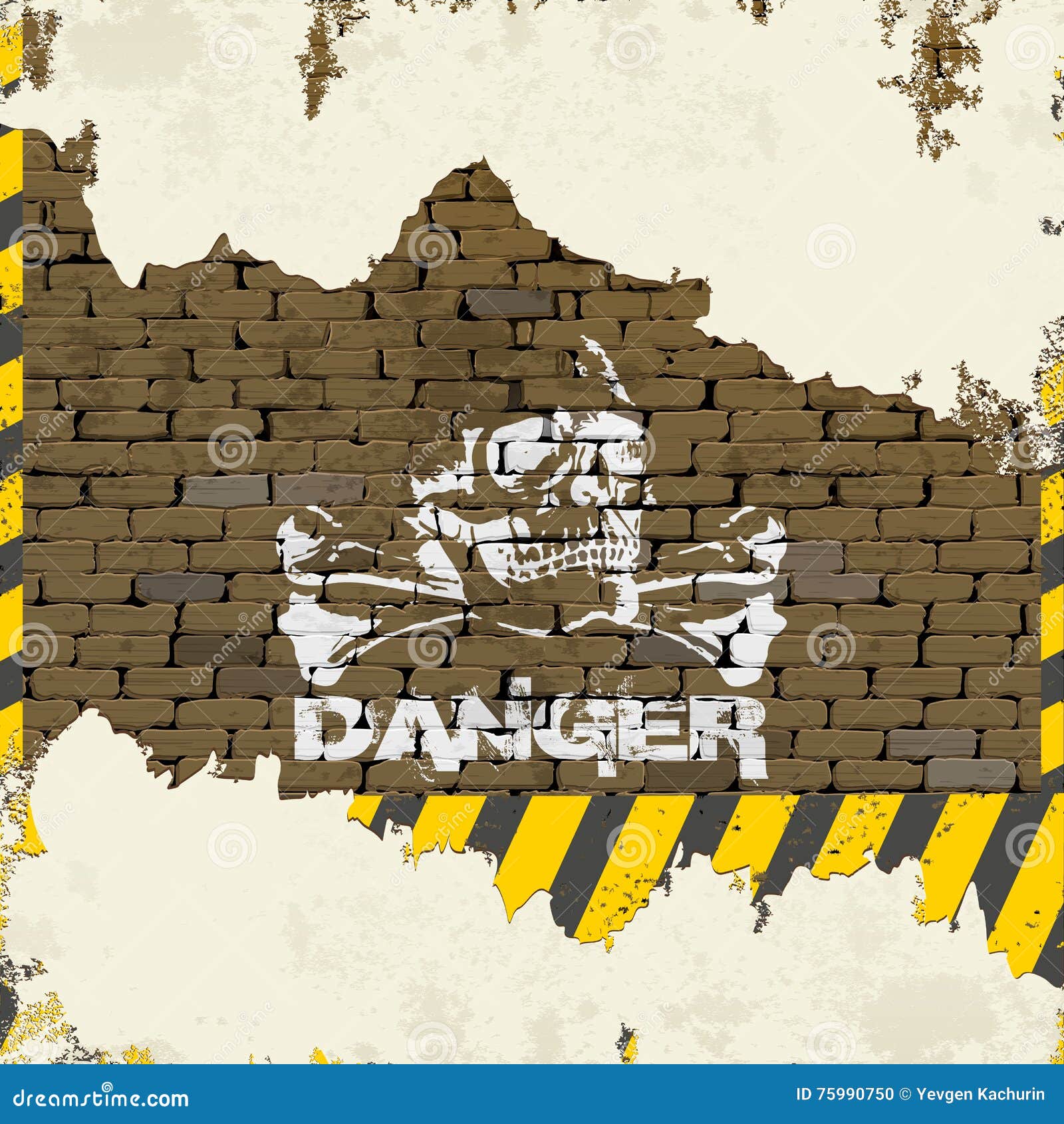 Danger Sign on a Brick Wall Stock Vector - Illustration of forbidden ...