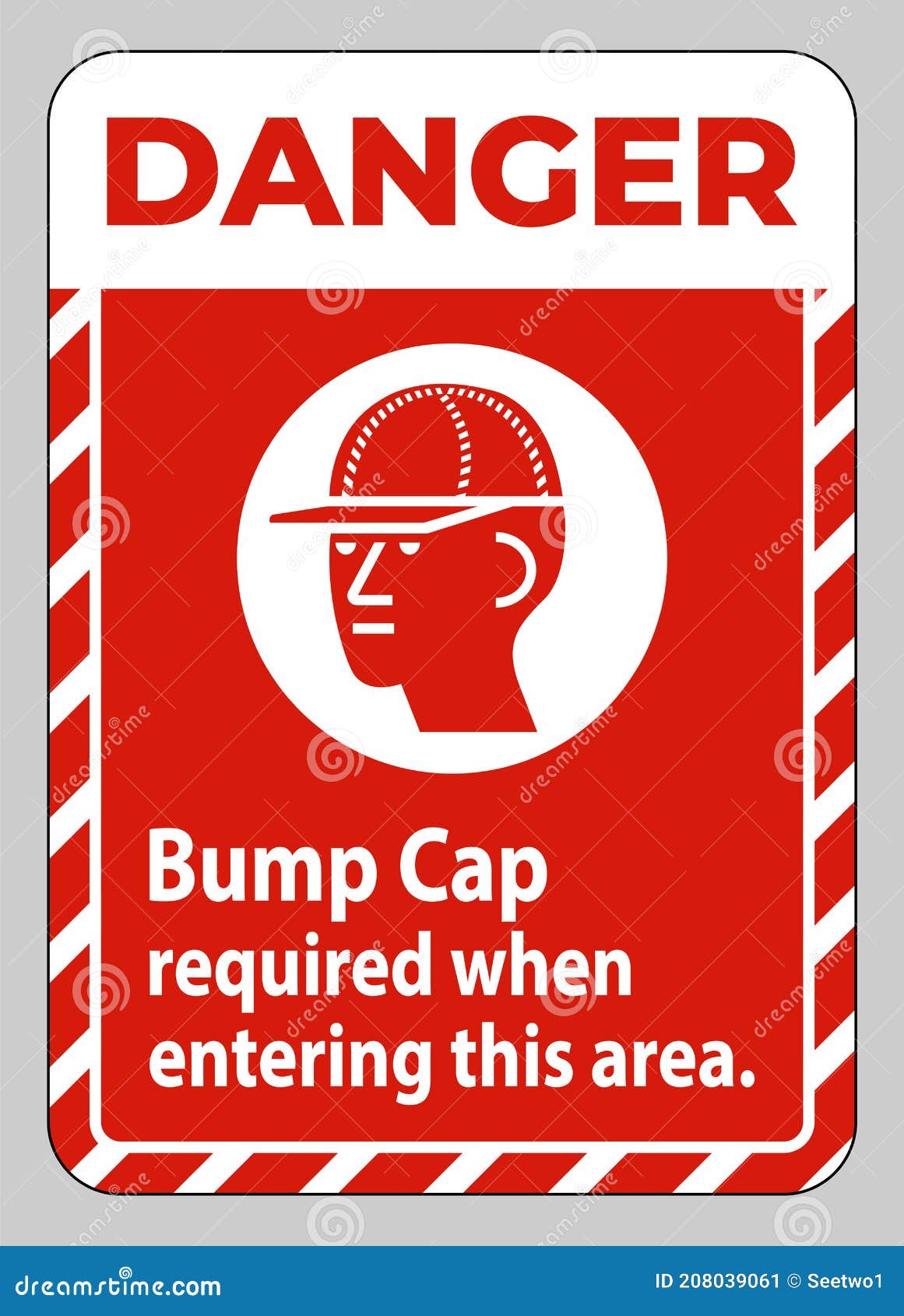 Danger Sign Bump Cap Required when Entering this Area Stock Vector ...