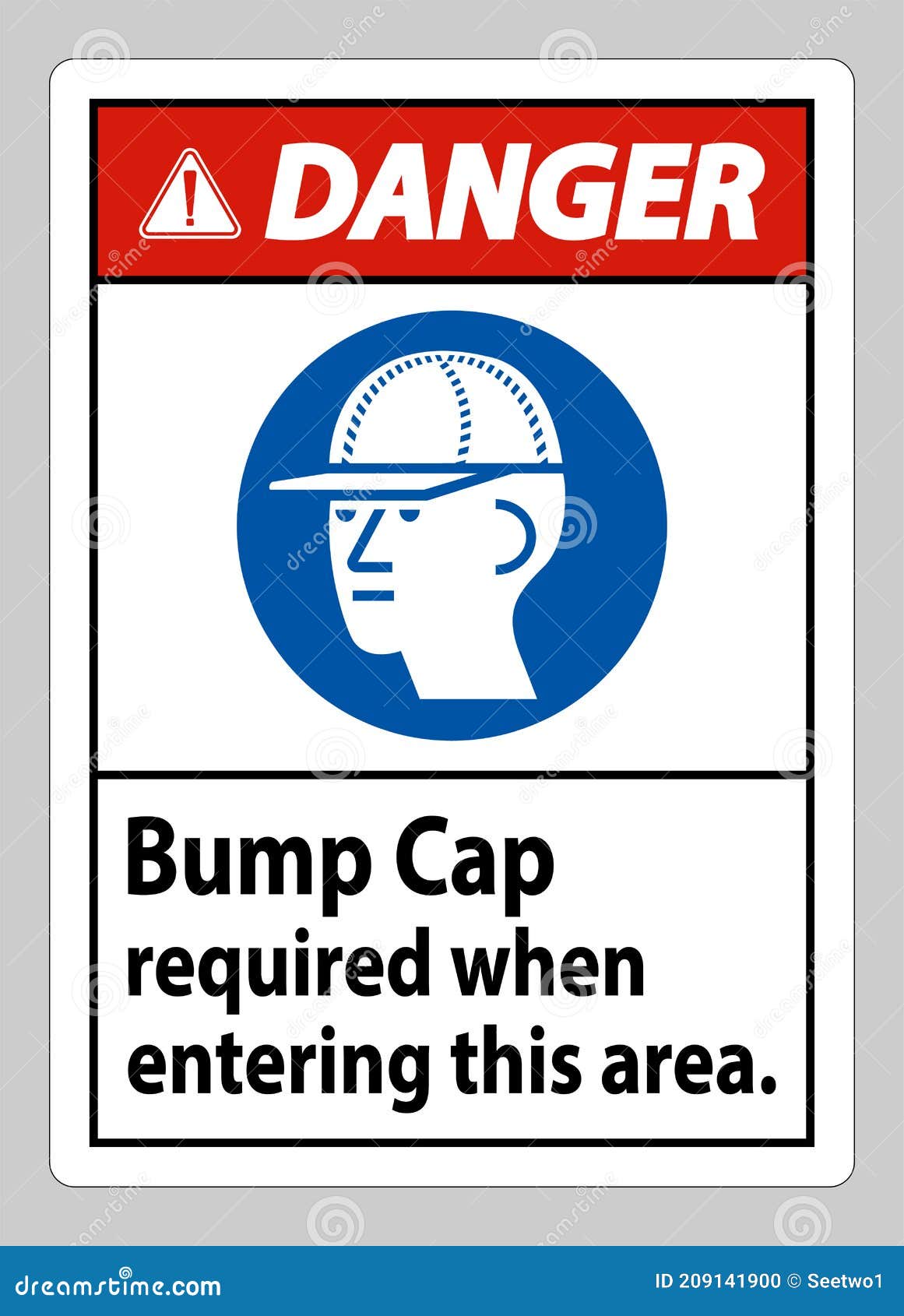 Danger Sign Bump Cap Required when Entering this Area Stock Vector ...