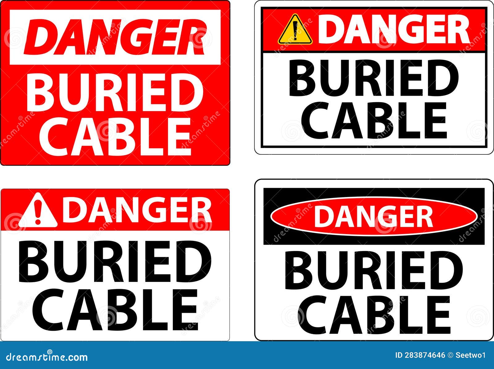 Danger Sign Buried Cable on White Background Stock Vector ...