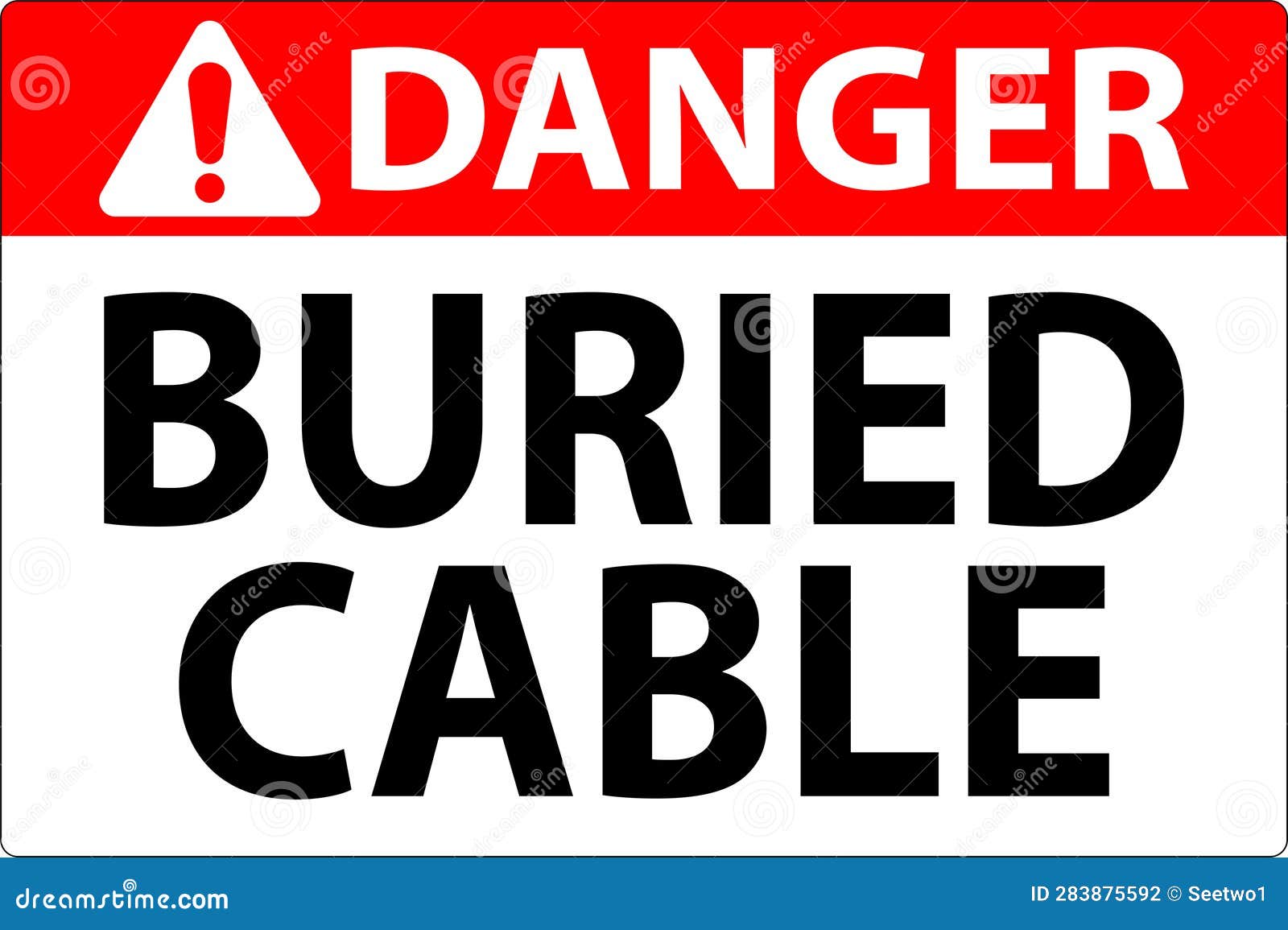 Danger Sign Buried Cable on White Background Stock Vector ...
