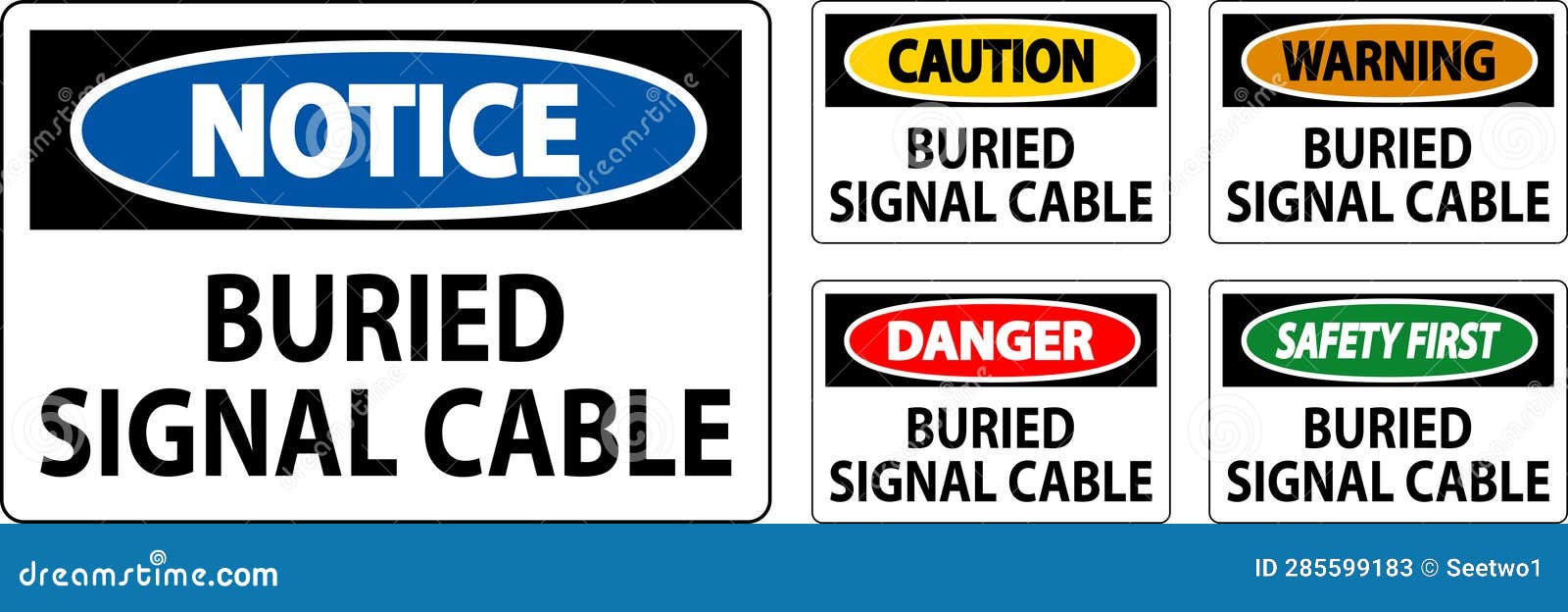Danger Sign, Buried Signal Cable Sign Stock Vector - Illustration of ...