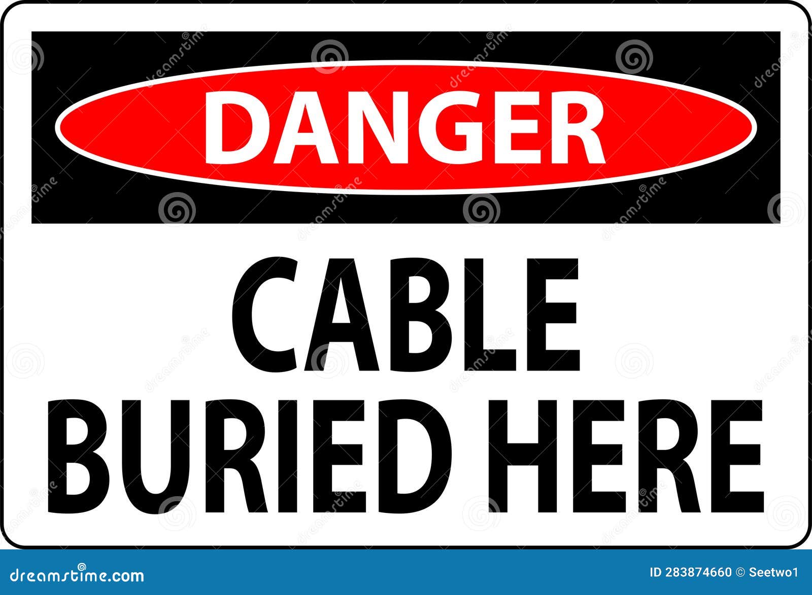 Danger Sign. Cable Buried Here on White Bacground Stock Vector ...