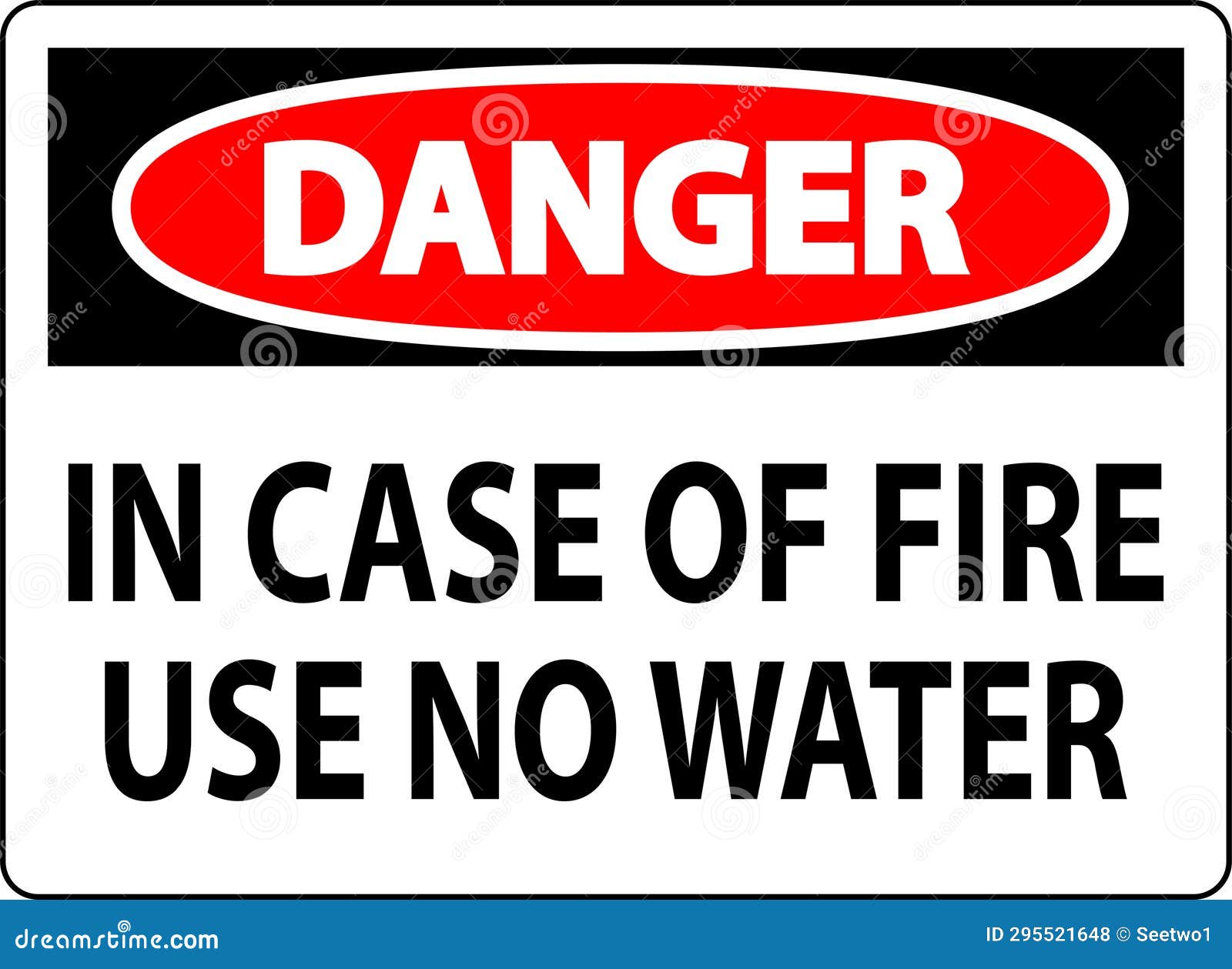 Danger Sign: Danger - in Case of Fire Use No Water Stock Vector ...
