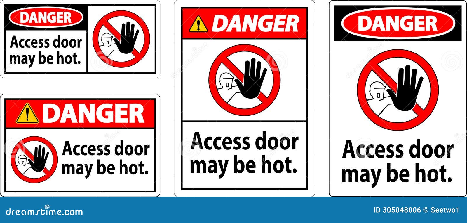 Danger Sign, Caution, Access Door May Be Hot Stock Vector ...