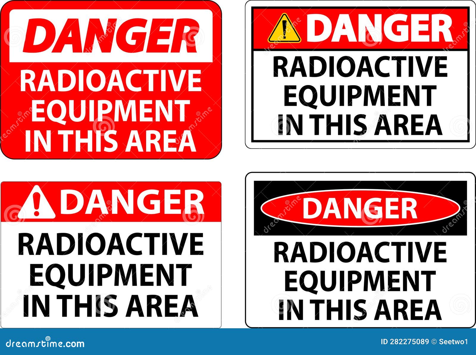 Danger Sign Caution Radioactive Equipment in this Area Stock Vector ...