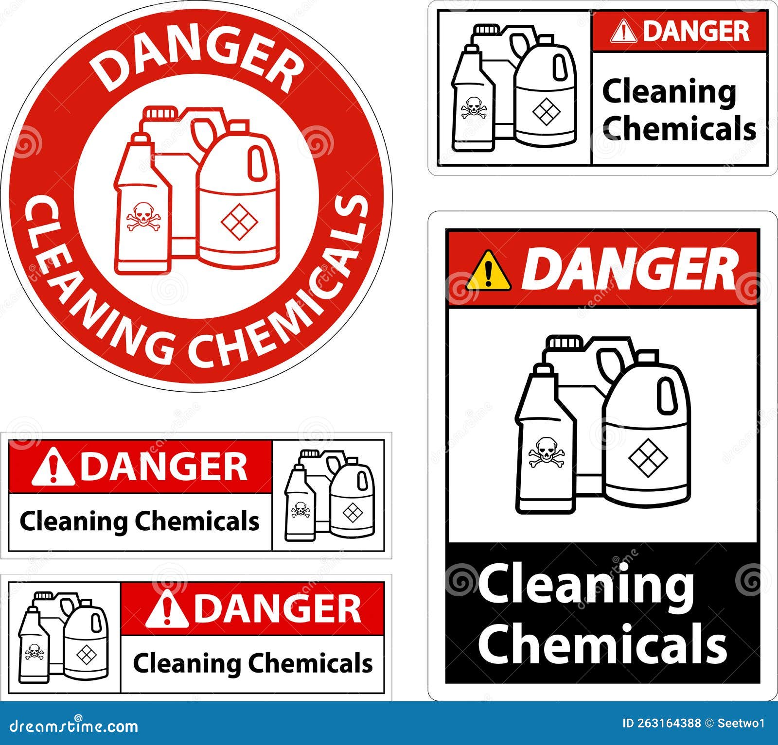Danger Sign Cleaning Chemicals Sign on White Background Stock Vector ...