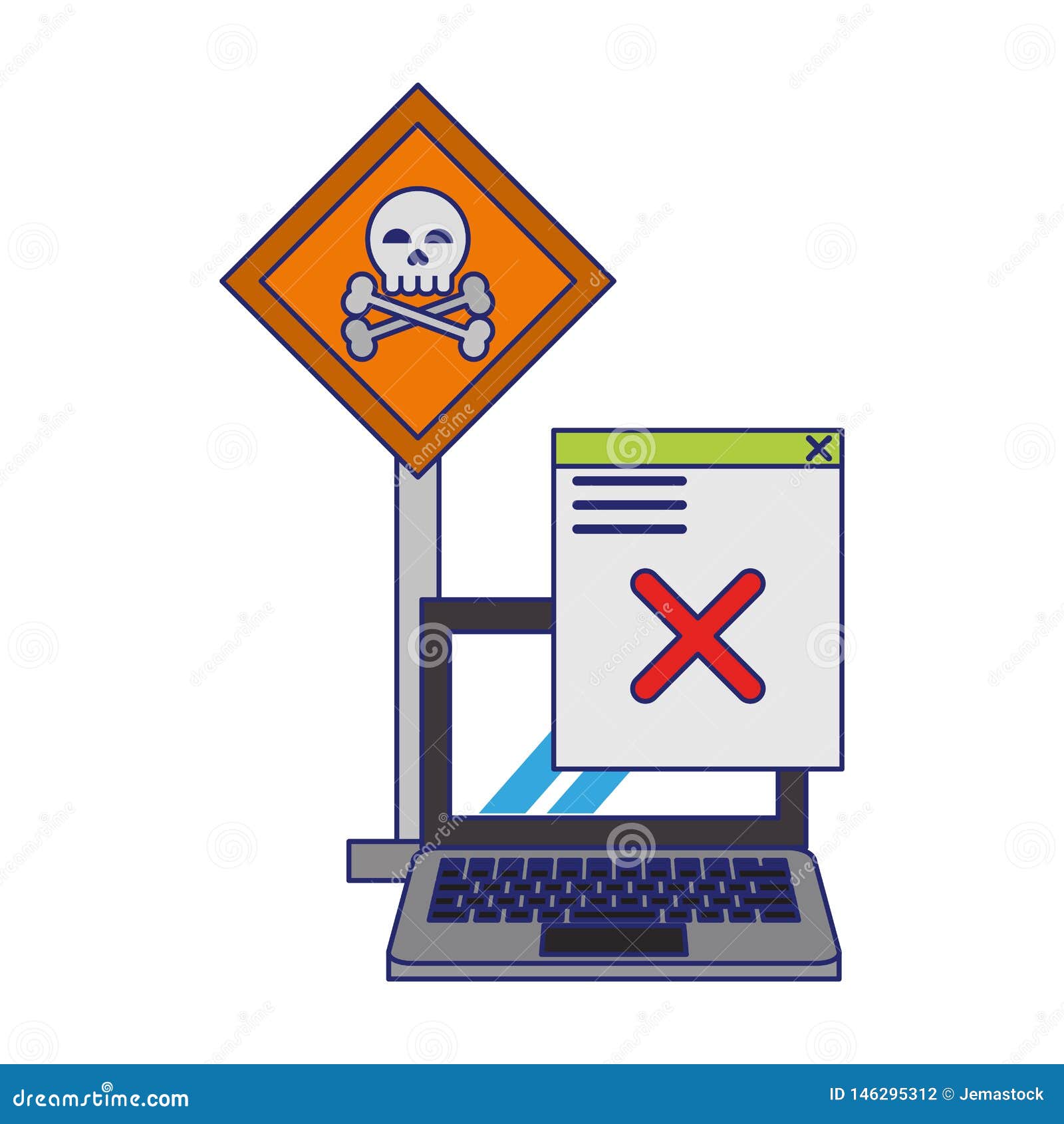Danger Sign with Computer Blue Lines Stock Vector - Illustration of ...