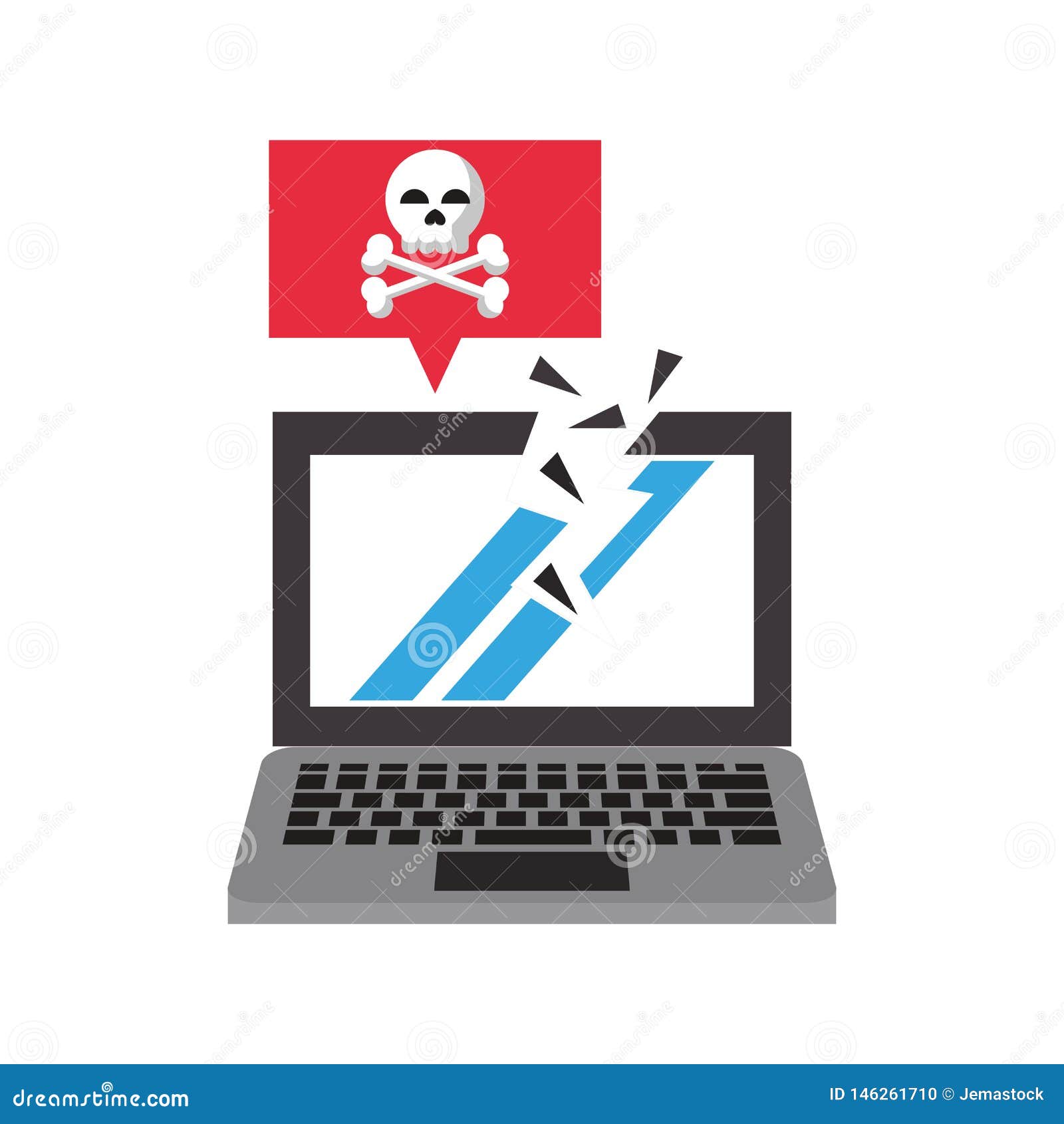Danger sign with computer stock vector. Illustration of portable ...