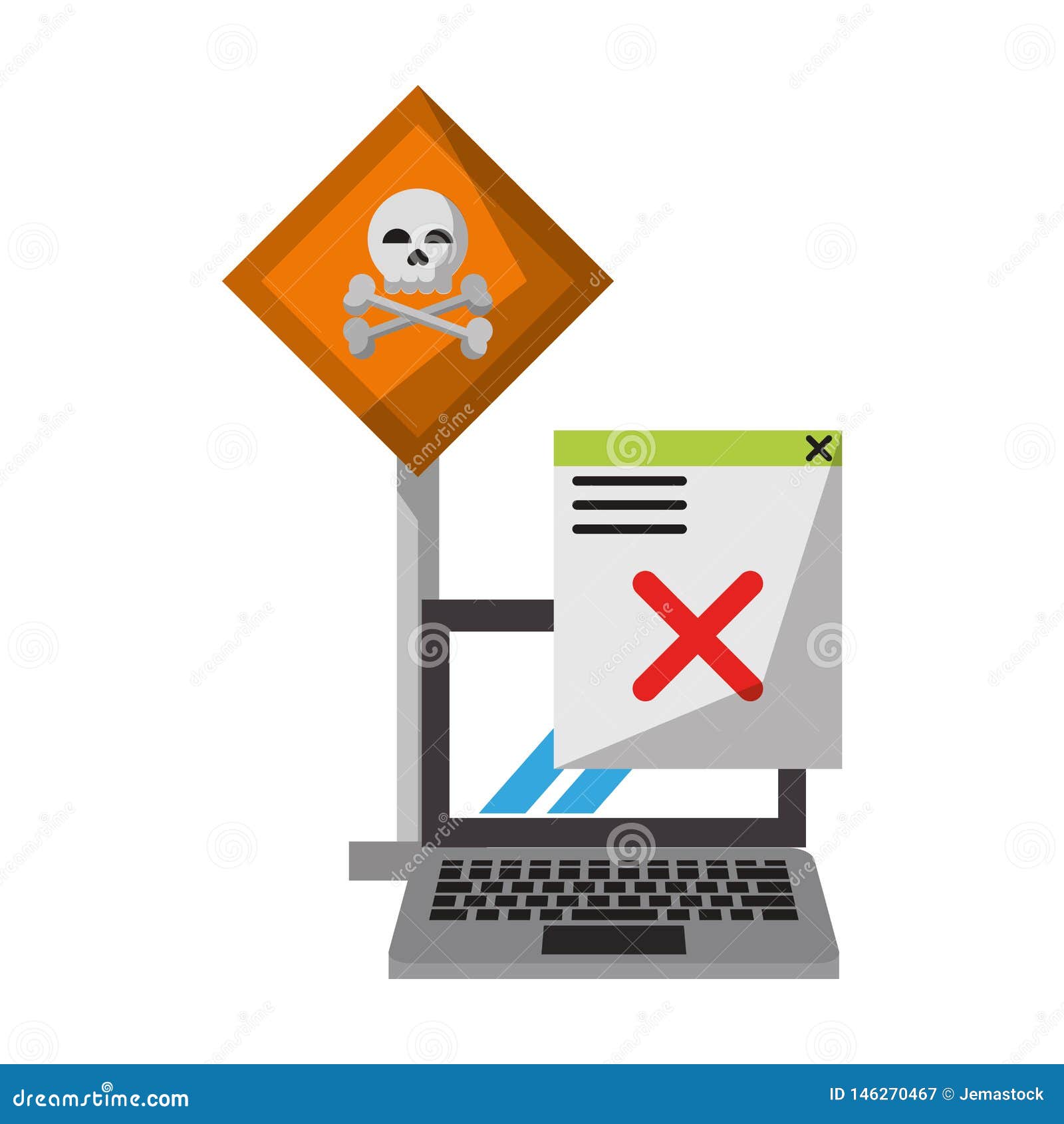 Danger sign with computer stock vector. Illustration of desktop - 146270467