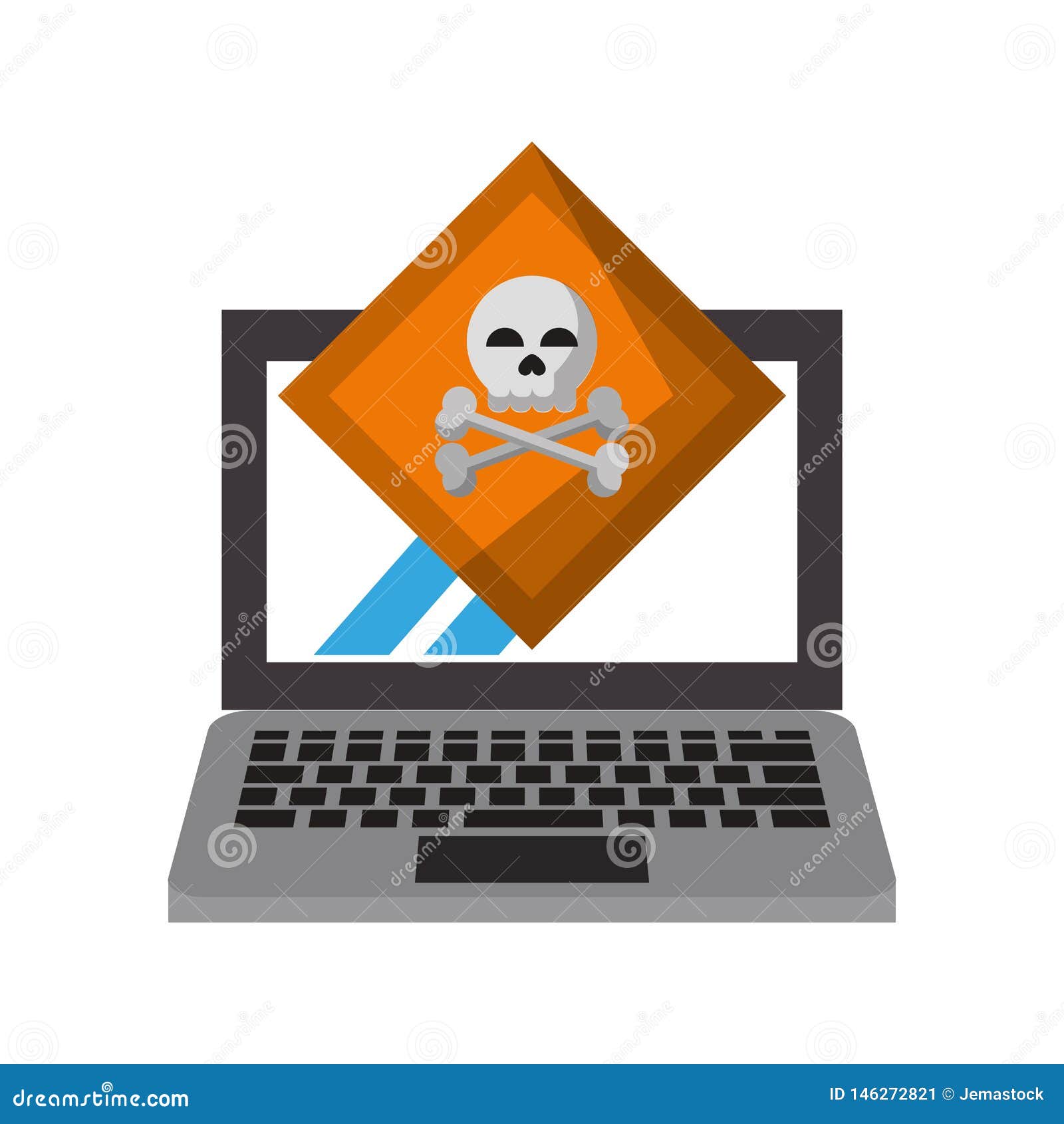 Danger sign with computer stock vector. Illustration of modern - 146272821