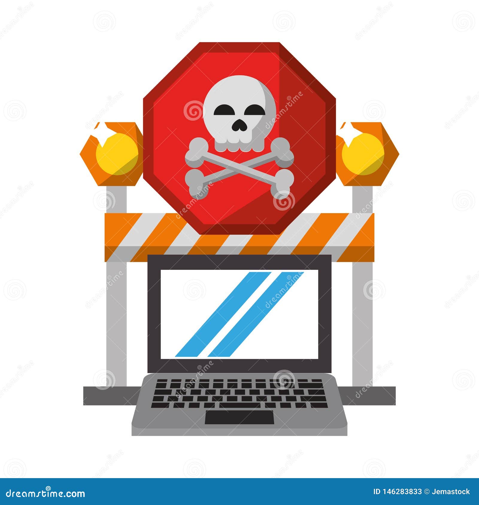 Danger sign with computer stock vector. Illustration of risk - 146283833