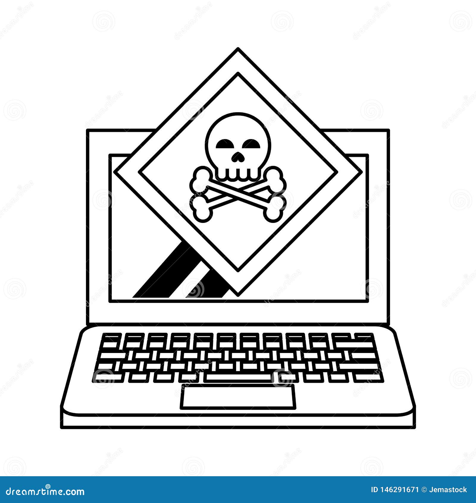 Danger sign with computer stock vector. Illustration of alert - 146291671