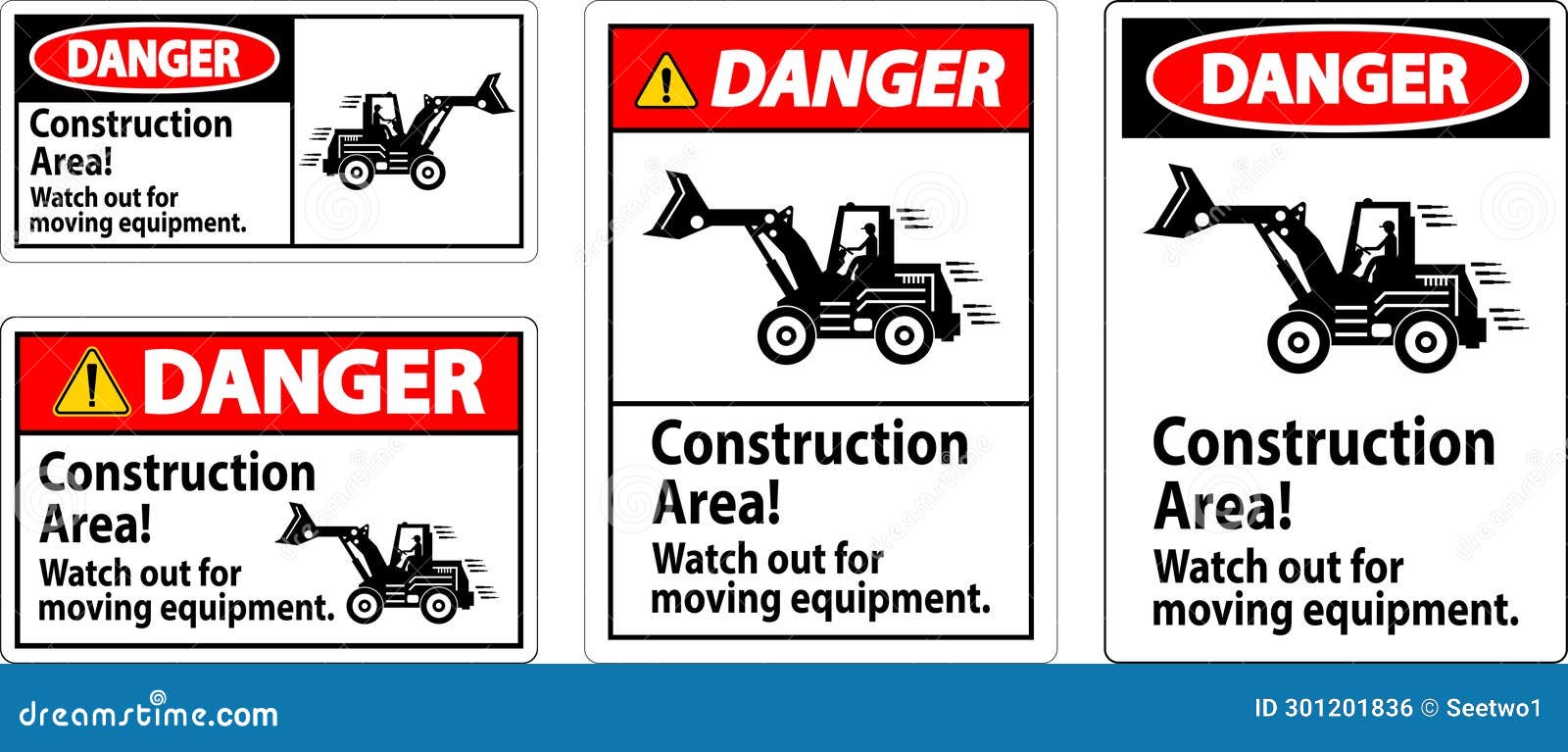 Danger Sign Construction Area Watch Out for Moving Equipment Stock ...