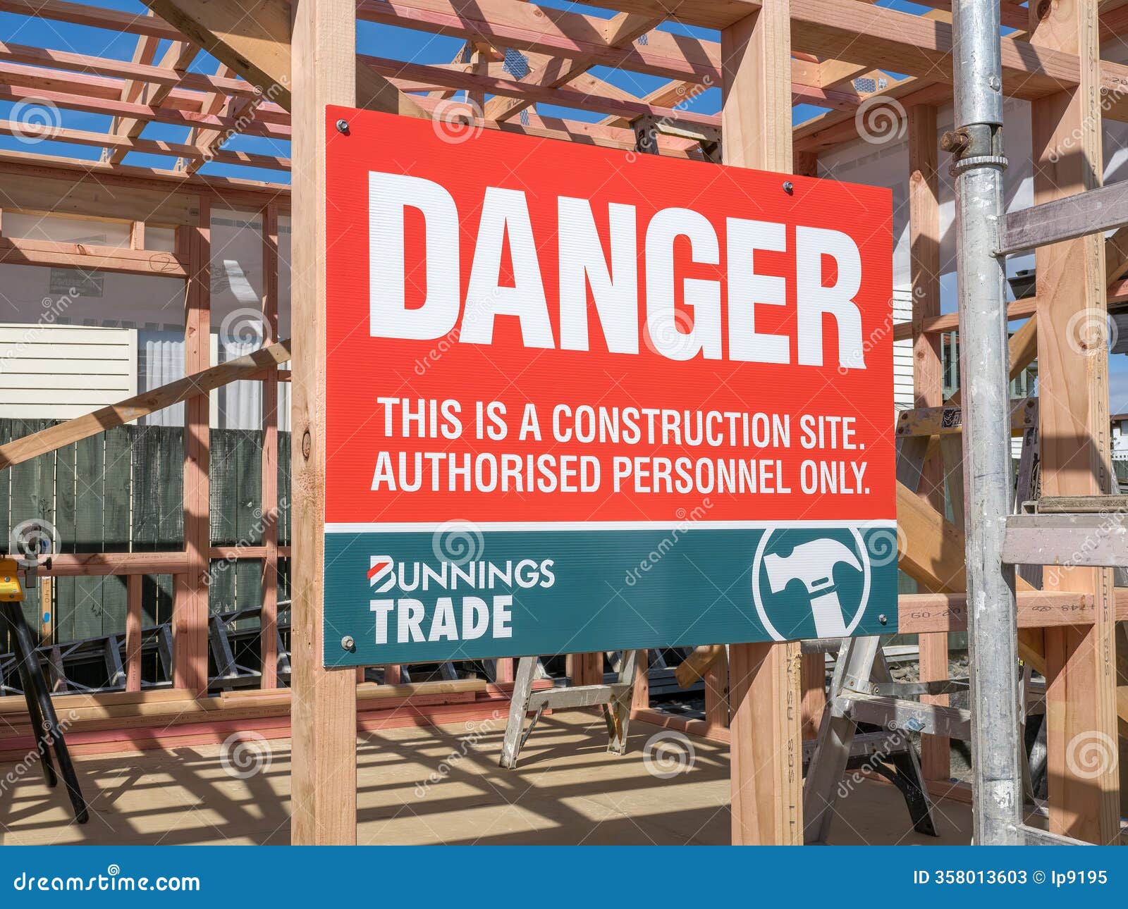 Danger Sign at Construction Site Editorial Stock Photo - Image of zone ...