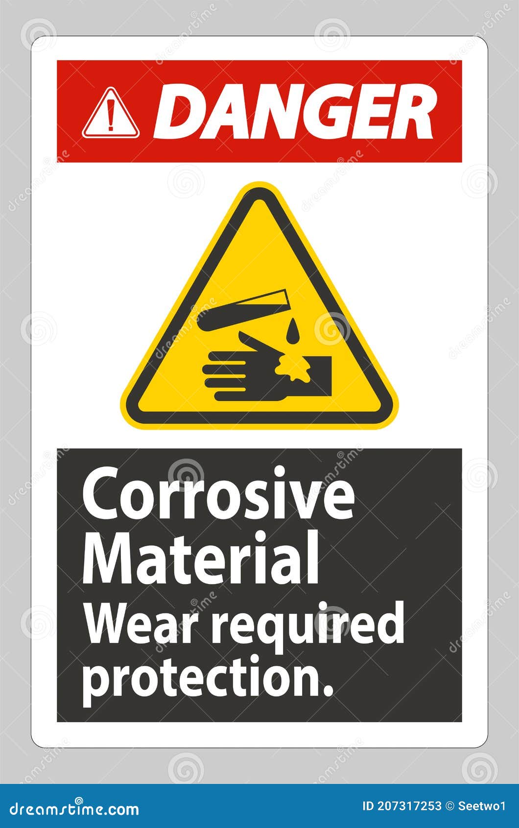 Danger Sign Corrosive Materials,Wear Required Protection Stock Vector ...