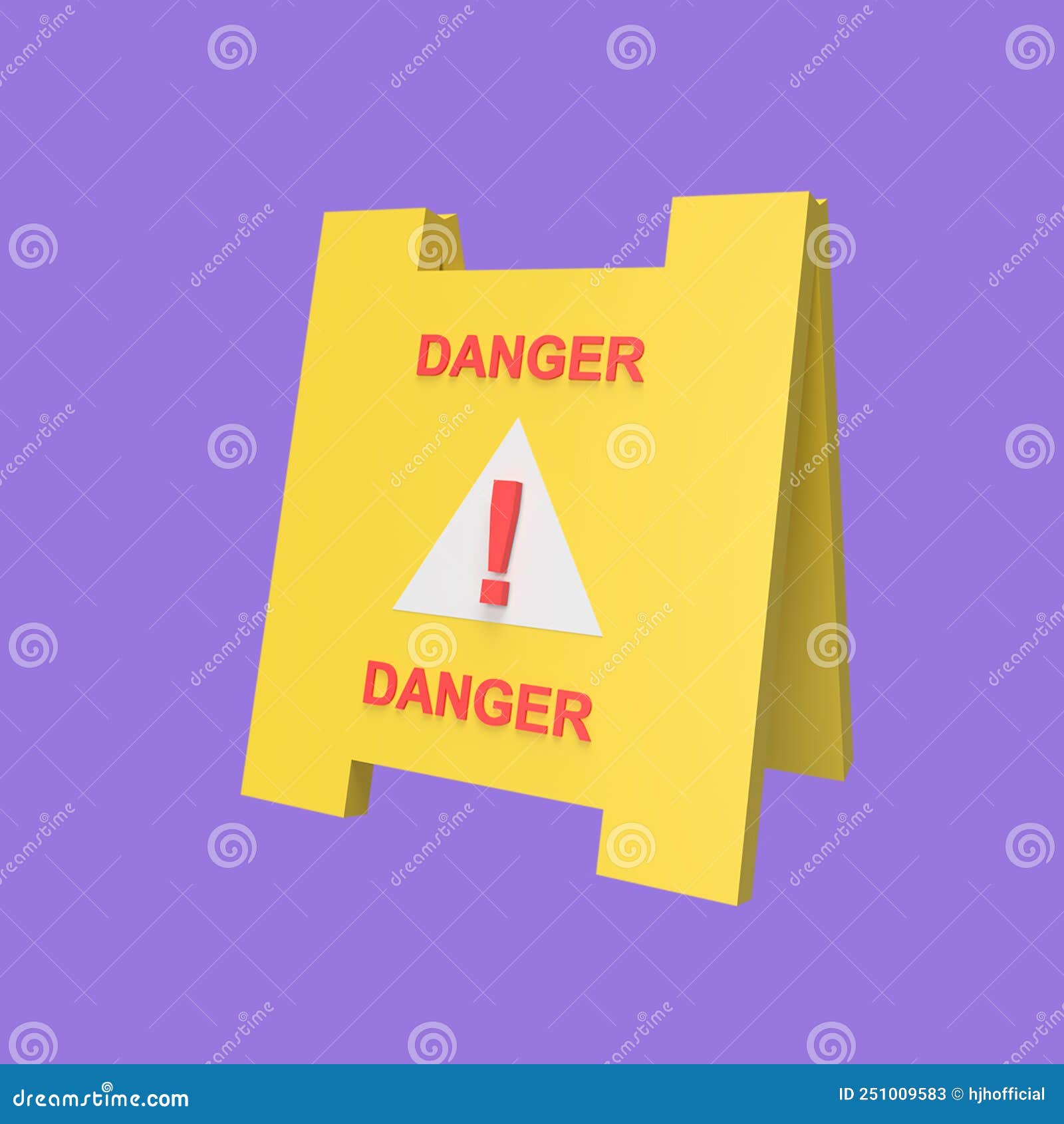 Danger Sign 3d Icon Model Cartoon Style Concept. Render Illustration ...