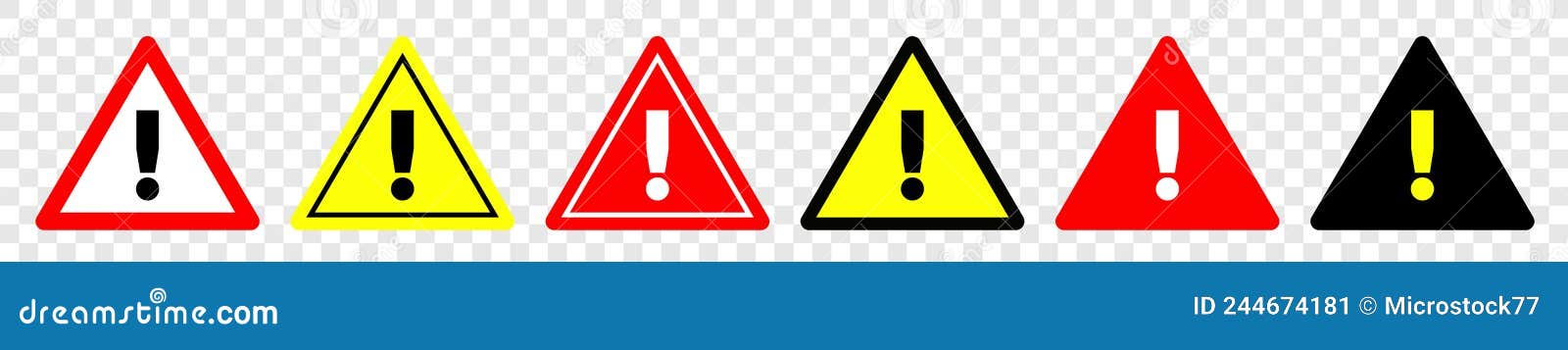 Danger Sign in Different Colors, Isolated Background, Vector ...