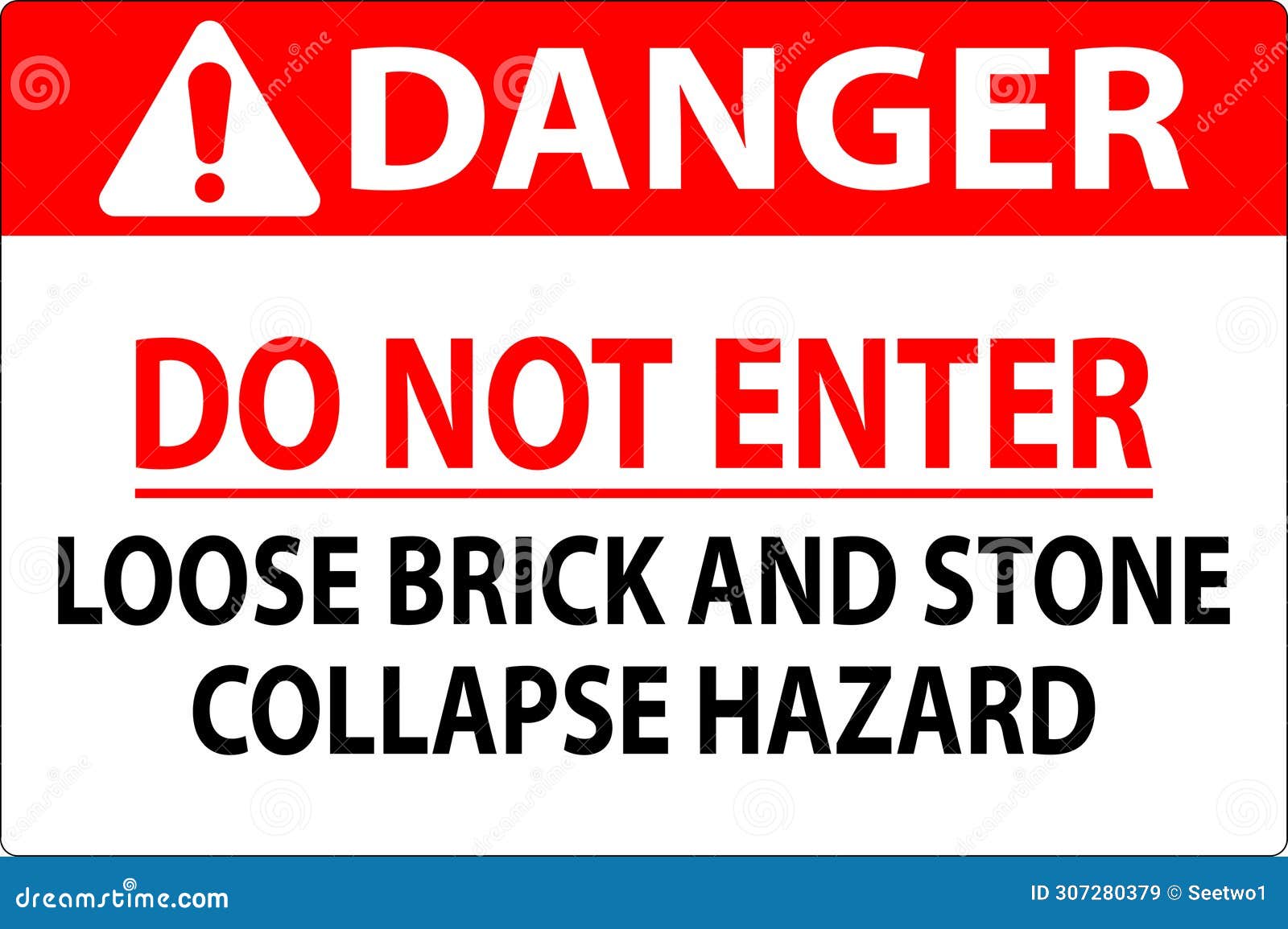Danger Sign, Do Not Enter, Loose Brick and Stone Collapse Hazard Stock ...