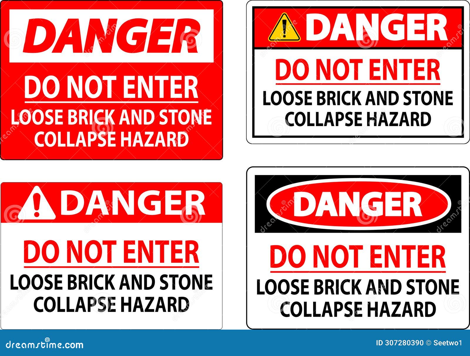 Danger Sign, Do Not Enter, Loose Brick and Stone Collapse Hazard Stock ...