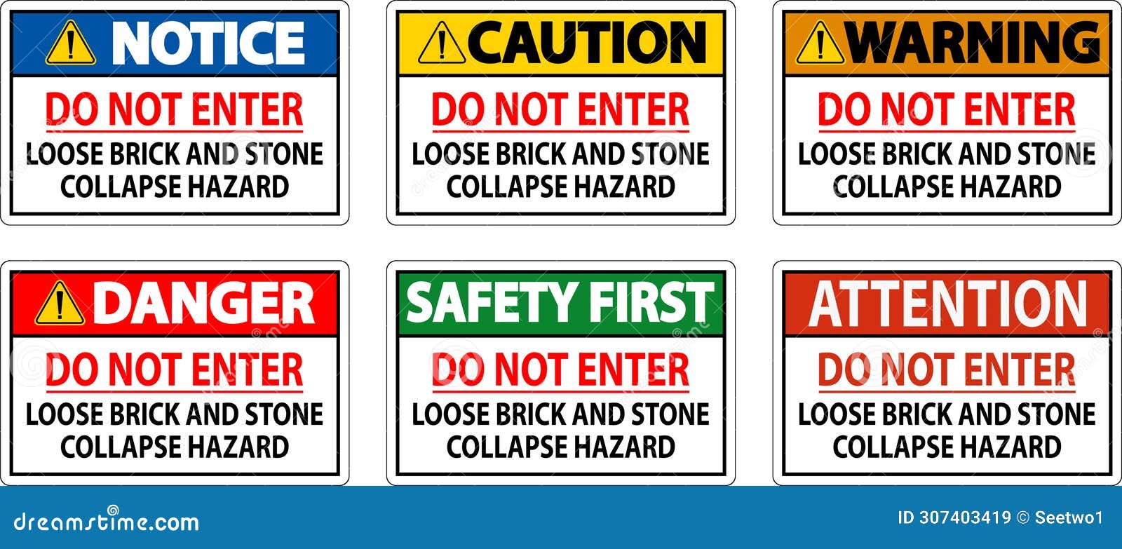 Danger Sign, Do Not Enter, Loose Brick and Stone Collapse Hazard Stock ...