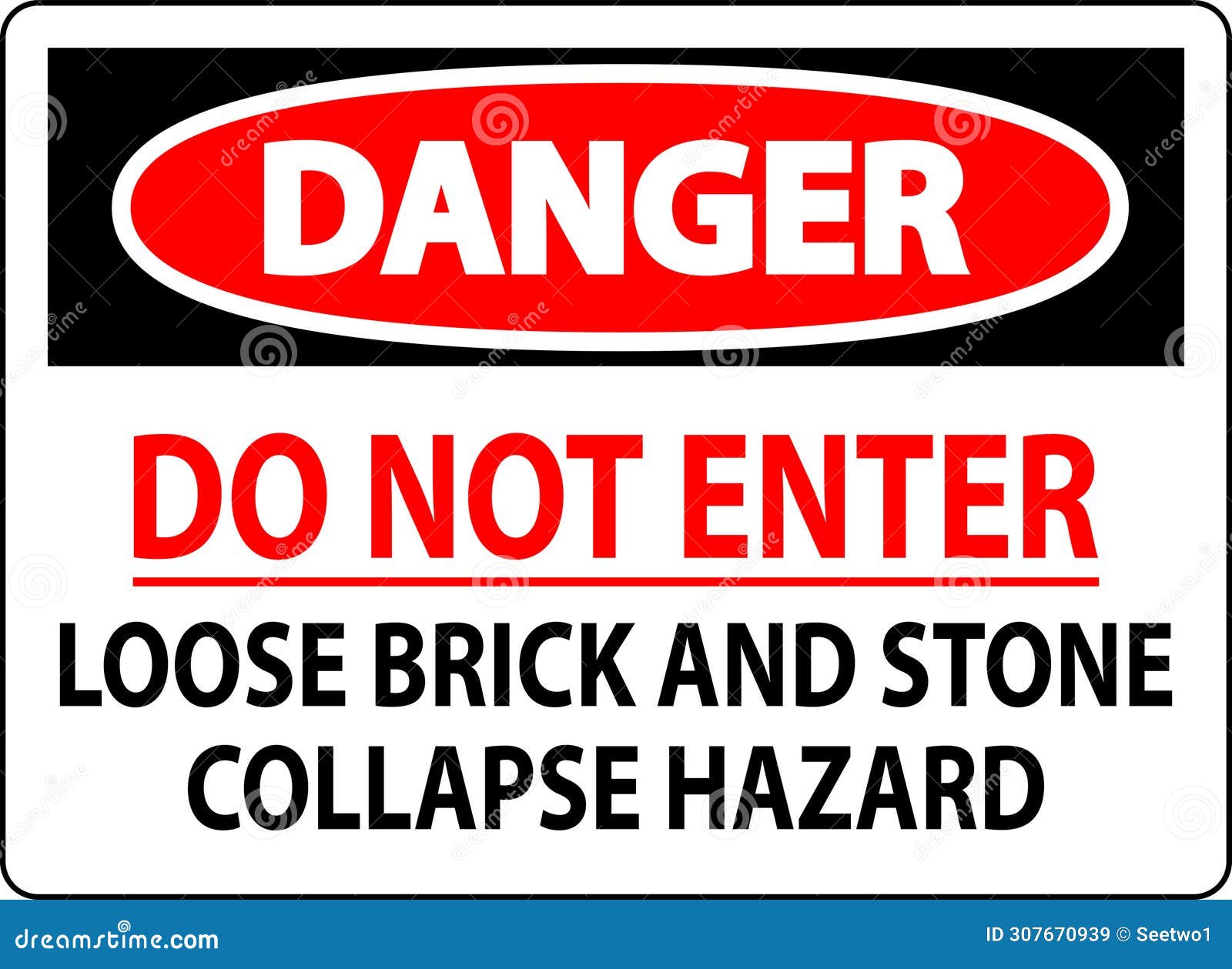 Danger Sign, Do Not Enter, Loose Brick and Stone Collapse Hazard Stock ...