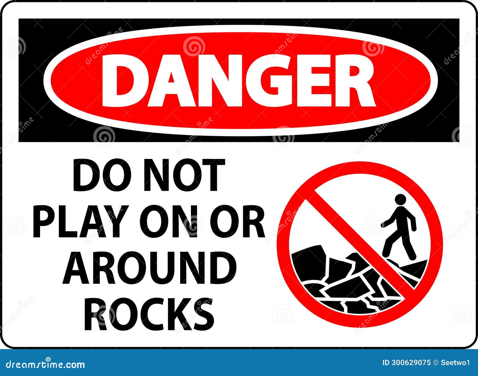 Danger Sign Do Not Play on or Around Rocks Stock Vector - Illustration ...