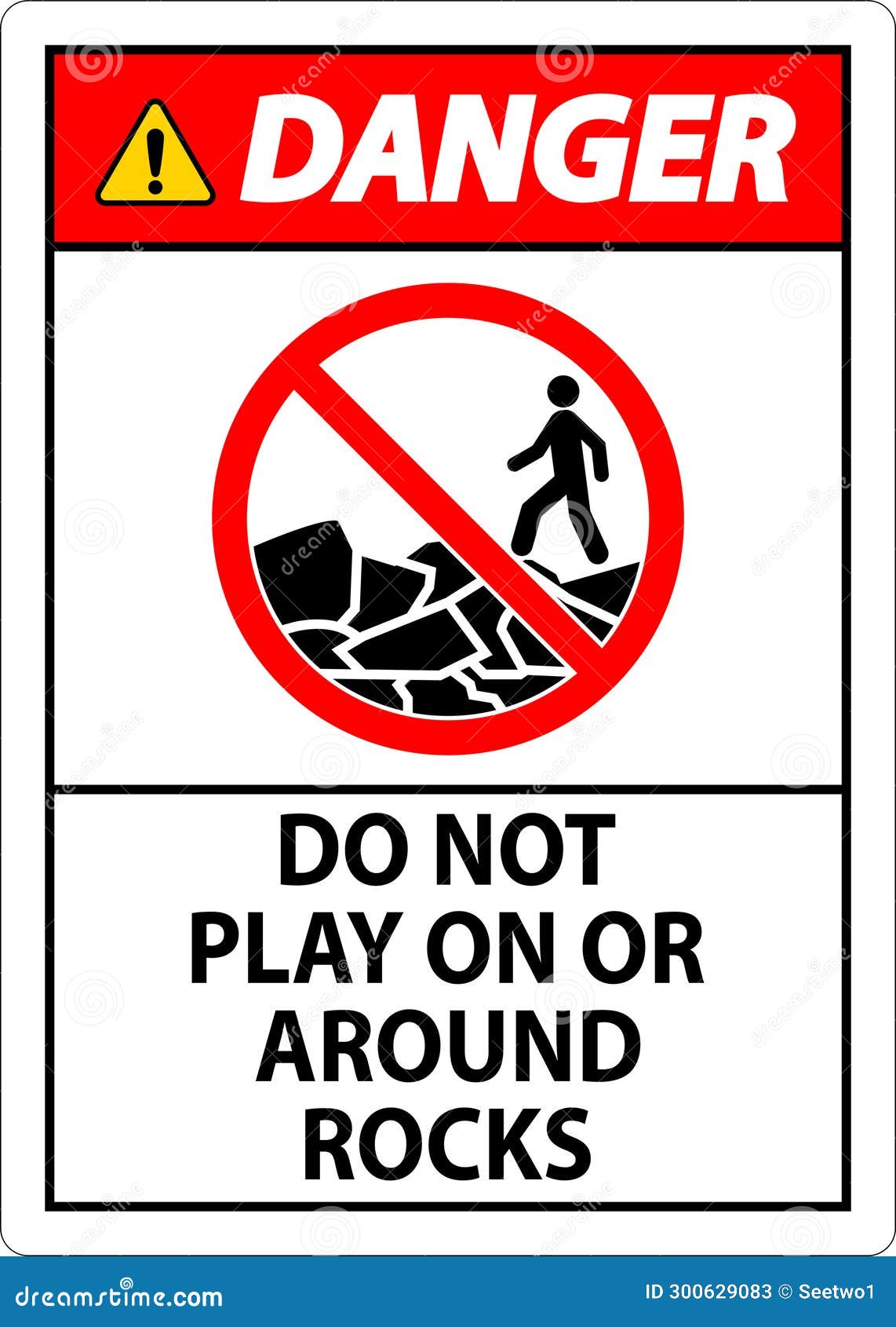 Danger Sign Do Not Play on or Around Rocks Stock Vector - Illustration ...