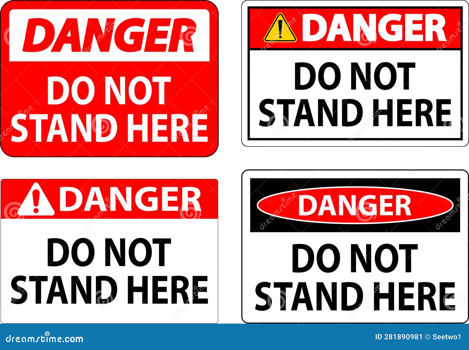 Danger Sign Do Not Stand Here on White Background Stock Vector ...