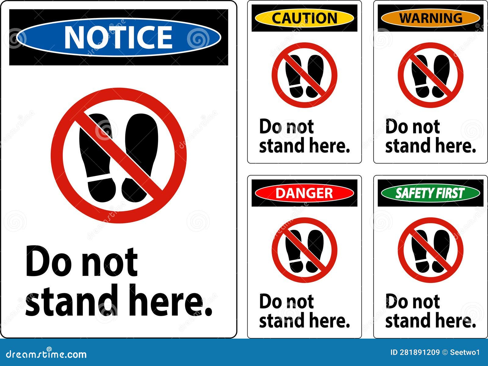 Danger Sign Do Not Stand Here on White Background Stock Vector ...