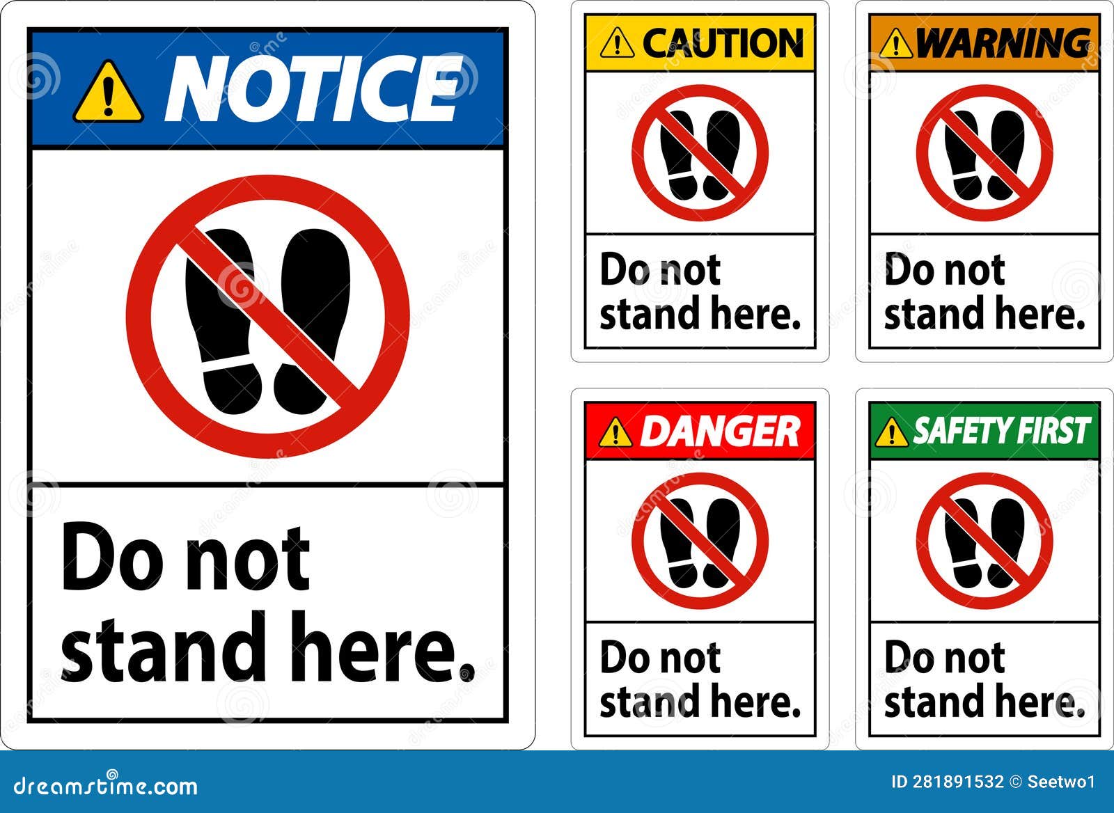 Danger Sign Do Not Stand Here on White Background Stock Vector ...