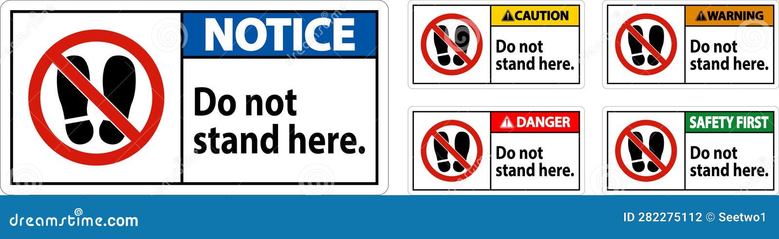 Danger Sign Do Not Stand Here on White Background Stock Vector ...