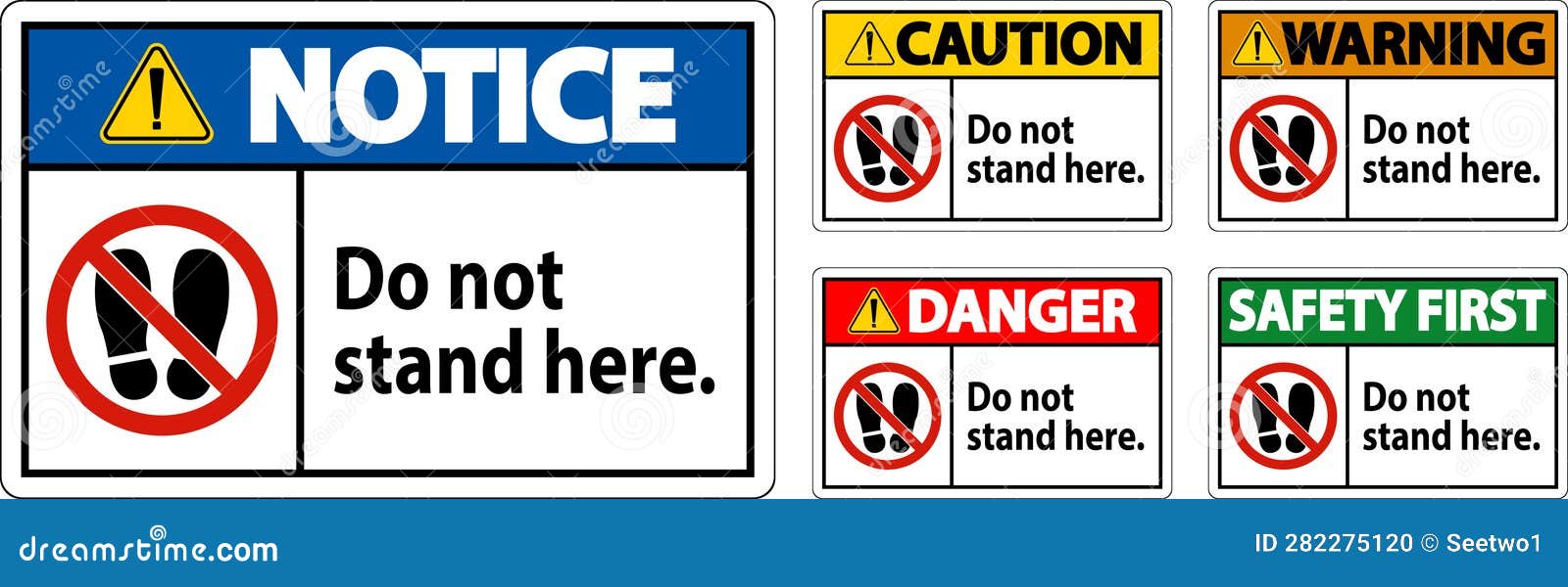 Danger Sign Do Not Stand Here on White Background Stock Vector ...
