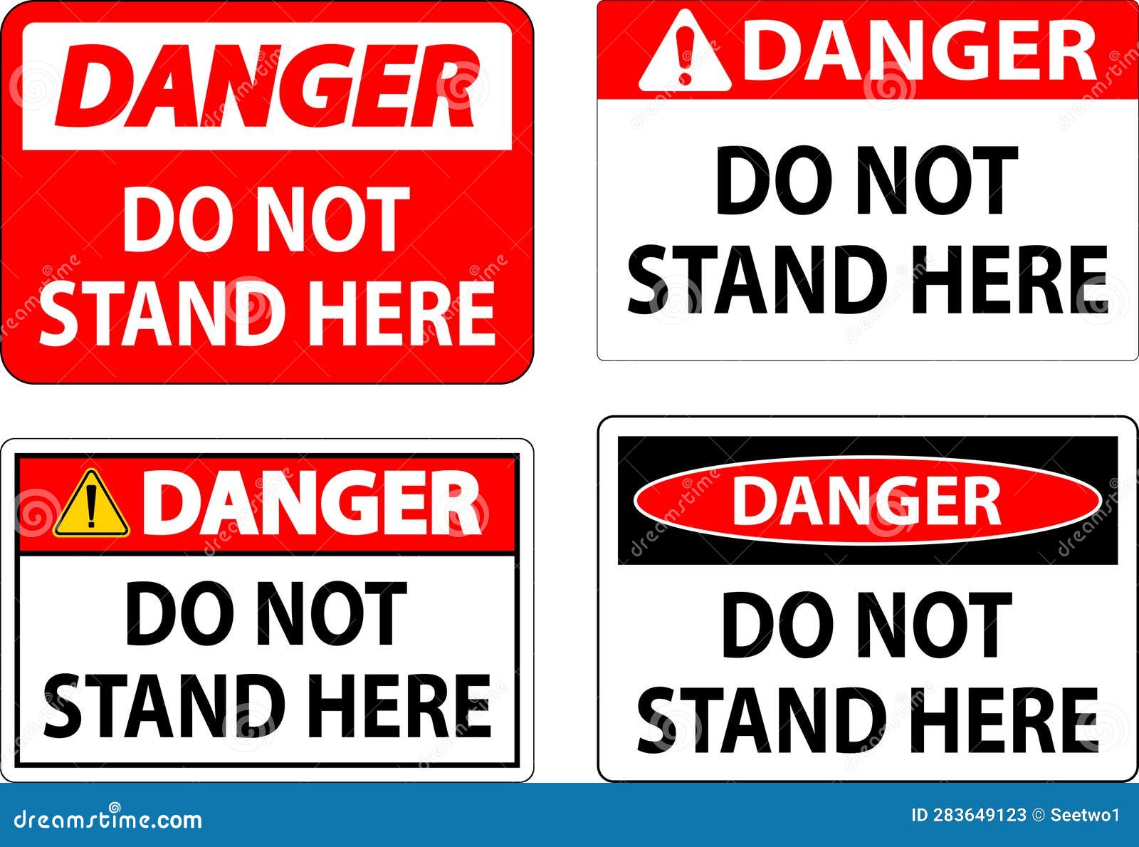Danger Sign Do Not Stand Here on White Background Stock Vector ...