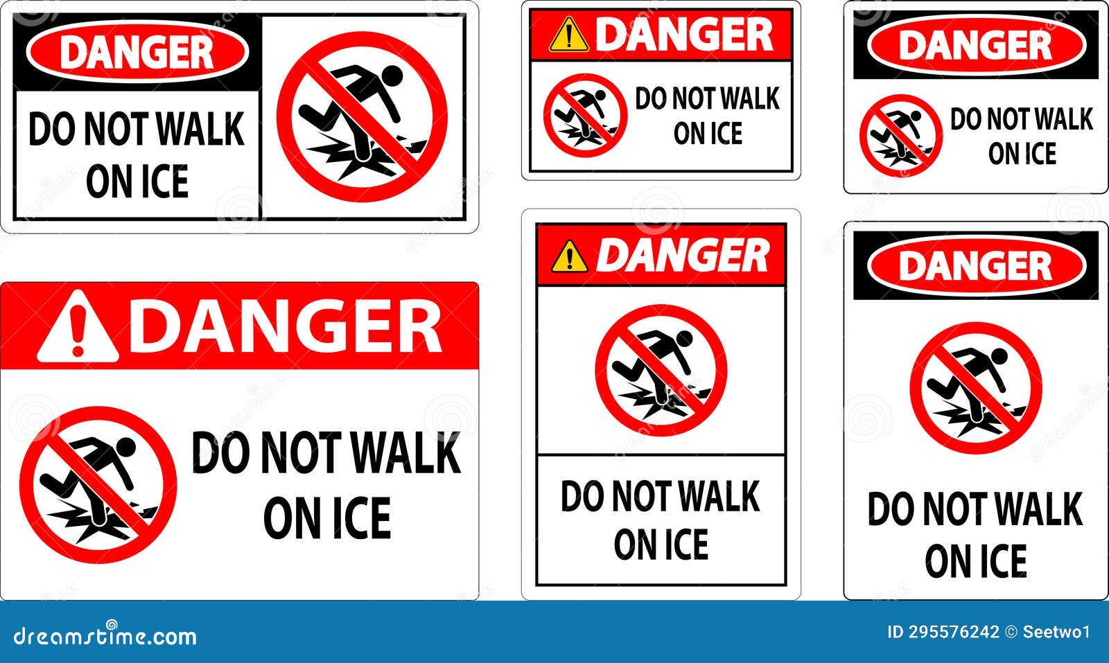 Danger Sign Do Not Walk on Ice Stock Vector - Illustration of public ...