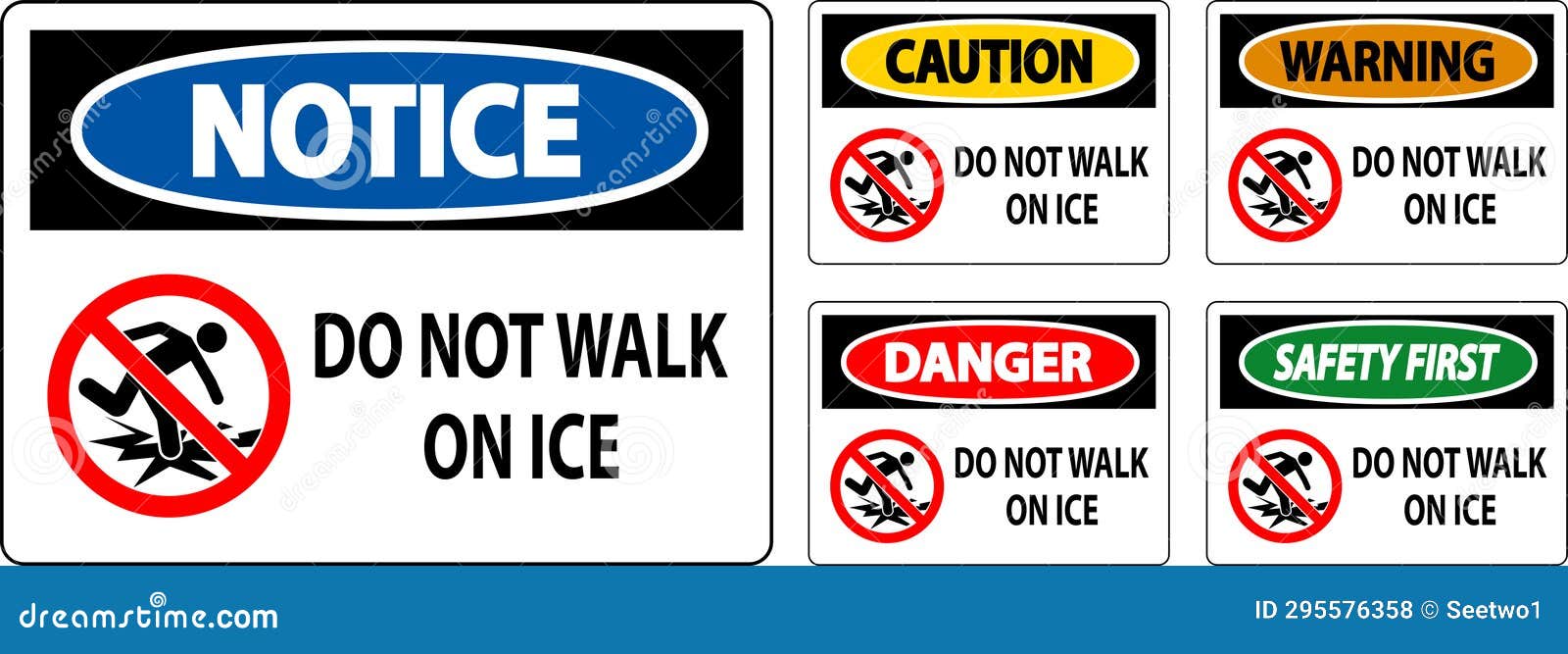 Danger Sign Do Not Walk on Ice Stock Vector - Illustration of placard ...