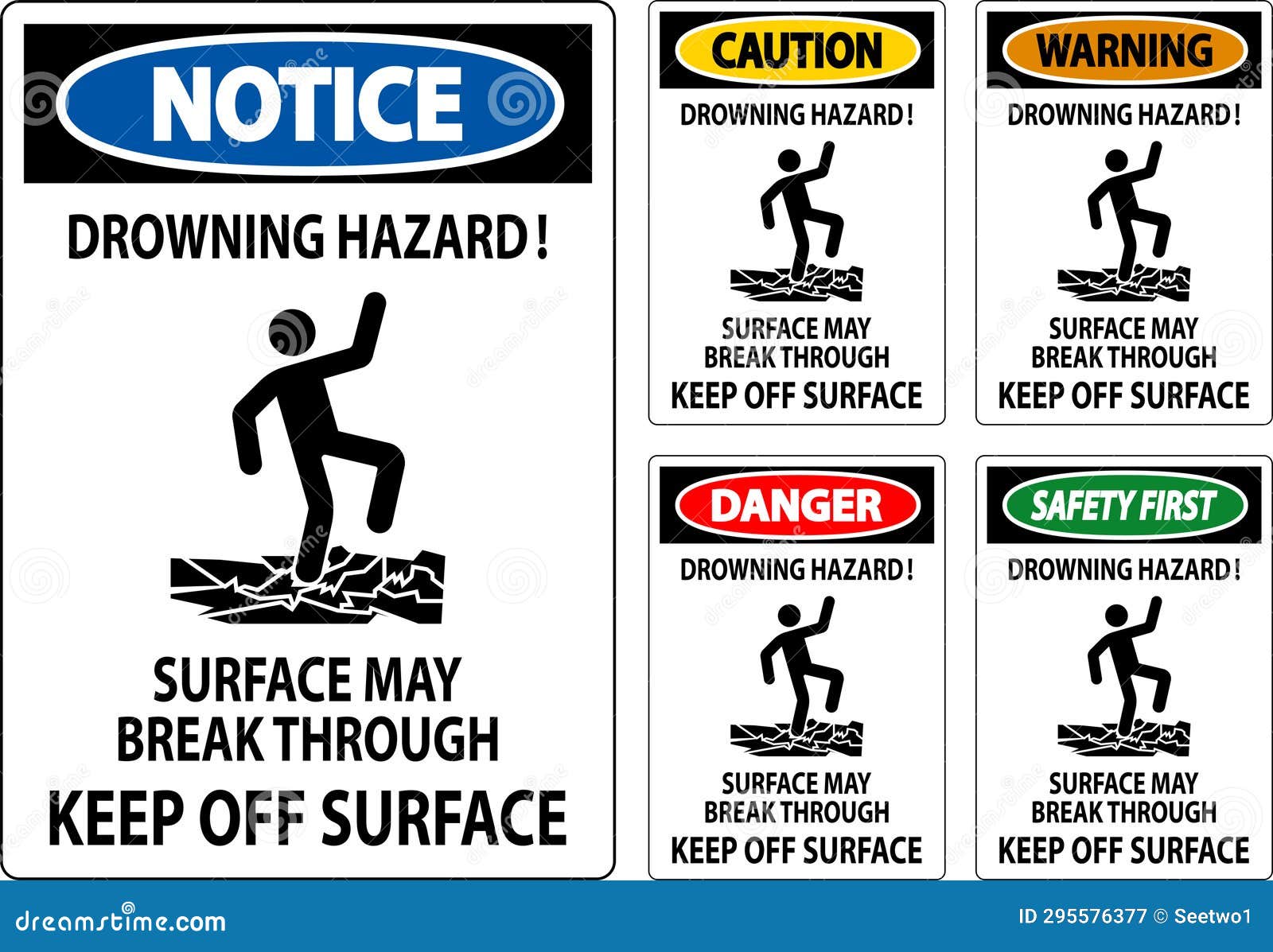 Danger Sign Drowning Hazard - Surface May Break through, Keep Off ...