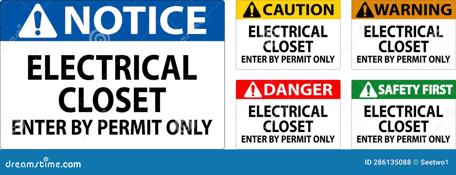 Danger Sign Electrical Closet - Enter by Permit only Stock Vector ...
