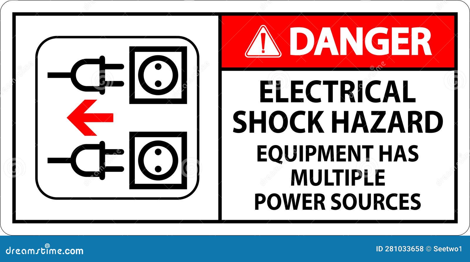 Danger Sign Electrical Shock Hazard, Equipment Has Multiple Power ...