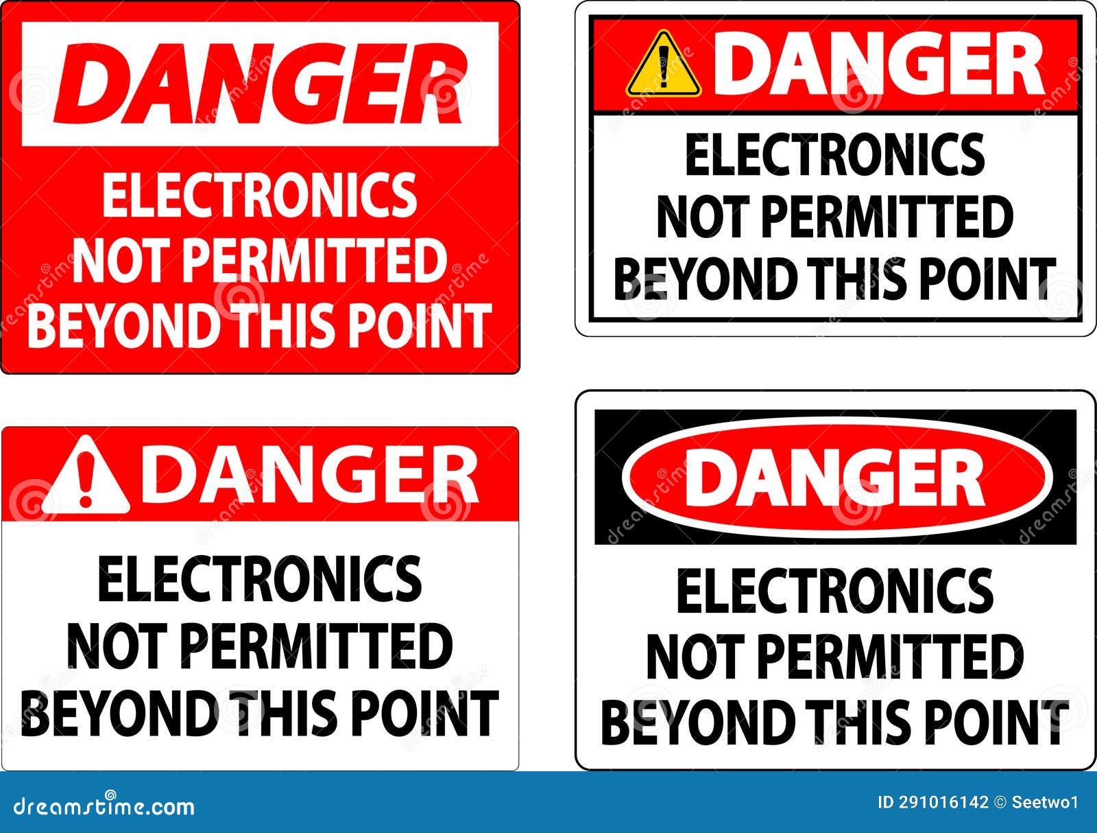 Danger Sign Electronics Not Permitted Beyond this Point Stock Vector ...
